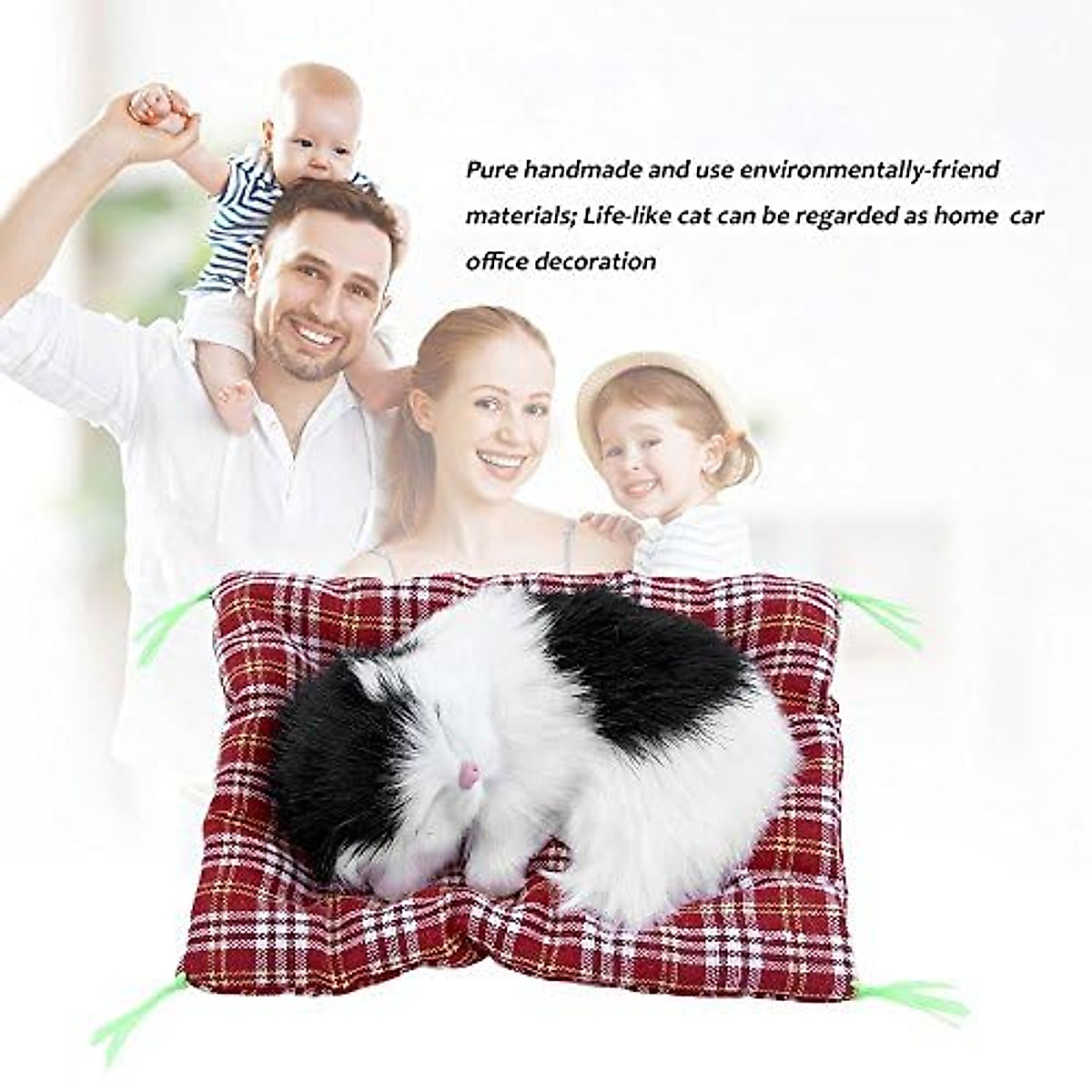 A-Parts Lovely Simulation Animal Doll Plush Cat Toy with Sound Kids Toy Decorations Stuffed Toys Black & White