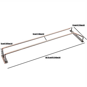 ZOOHOT 40.5cm Copper Wine Glass Rack, Stemware Rack, Wire Hanging Rack, Under Cabinet Metal Wine Glass Holder (2 Rows, 1 Pack)