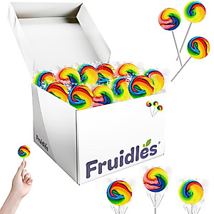 The Dreidel Company Rainbow Swirl Lollipop, Mixed Fruit Flavor, Individually Wrapped, 1.5" Inch Swirl Pop (24-Pack)