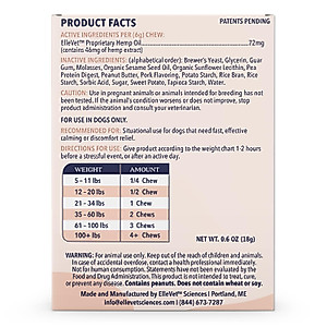 ellePet Urgent Situational Stress Hemp Chews 46mg per Chew - with Hemp Oil Blend - Fast, Effective Calming Support for Stress Events Such as Fireworks, Separation, Car Rides