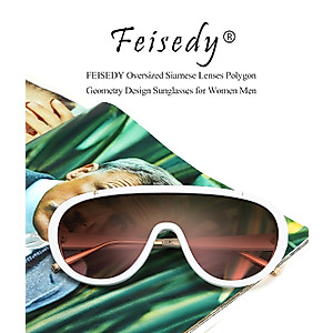 FEISEDY Sunglasses Women Oversized One Piece Frame UV400 Sun Glasses Trendy Retro Shades B2580