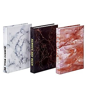 Set of 3 Hardcover Modern Faux Book for Coffee Table/Living Room/Entrytable/Home Office Decor,Fashion Decorative Book Stack for Shelf Decoration,Book for Decor Display(Black/White/Pink Marble)