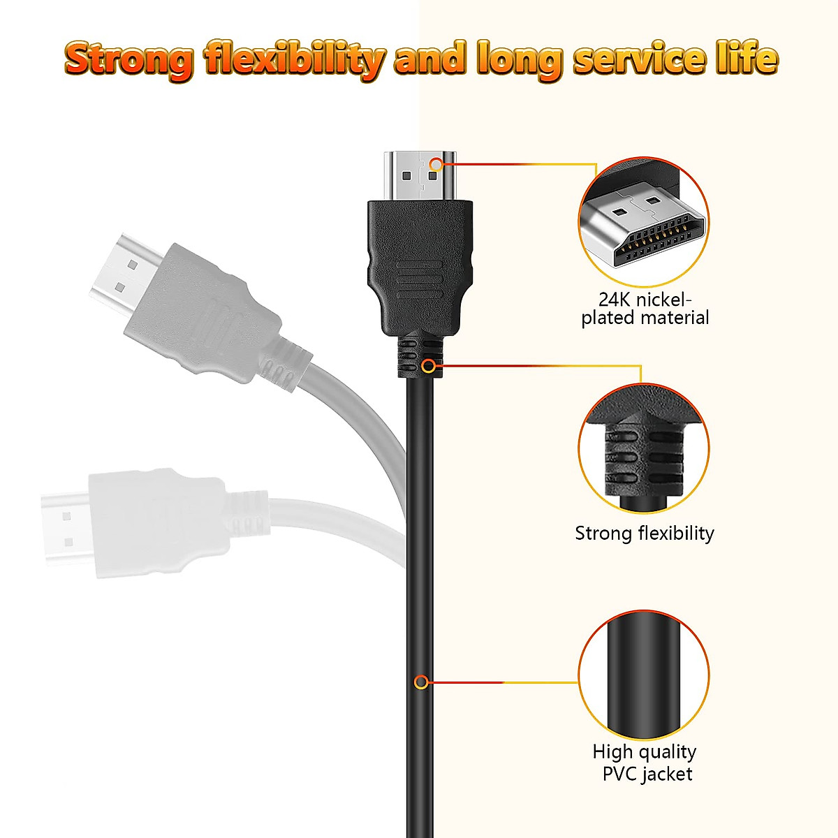 SPOFIT HDMI Cable 10 Pack 3ft, 18Gbps High Speed HDMI Braided Cord,1080p@60Hz,Dolby TrueHD,DTS-HD Compatible with Laptop, Monitor, PS3,TV, More