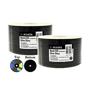 100 Pack Ridata Black CD-R 48X 700MB 80M Shiny Silver Thermal Surface Black Bottom Blank Media Recordable Disc