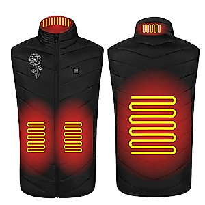 ysgfhgjw Black Of Friday Fleece Heated Vest For Men Women, 4 Heating Zones, Lightweight Outdoor Heating Vest (Battery Pack Not Included) Black M
