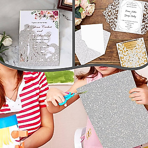 SHUESS Silver Glitter Cardstock Paper 12 x 12, 100 Sheets Glitter Cardstock Paper Silver, 250 GSM Thick Glitter Card Stock, Silver Glitter Paper for Crafts, DIY Birthday, Wedding, Party Supplies