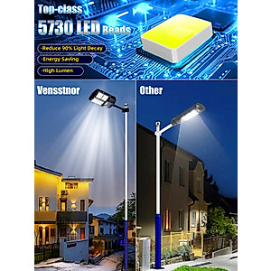 VENSSTNOR 600W Solar Street Lights Outdoor - 6500K 60000LM LED Street Lights with Motion Sensor Dusk to Dawn Ip67 Waterproof, Solar Parking Lot Lights for Garage,Yard,Driveway,Garden