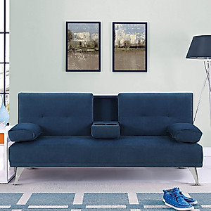 Lifestyle Solutions Maryland Convertible Sectional Sofa, Navy Blue