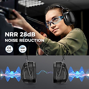 Ear Protection Safety Ear Muffs, NRR 28dB Safety Earmuffs for Hearing Protection, with Padded Headband, Compact Foldable Ear Defenders for Shooting, Hunting, Mowing, Construction, with Carrying Bag