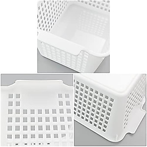 Fiazony 6-Pack White Plastic Storage Basket, Office Storage Baskets