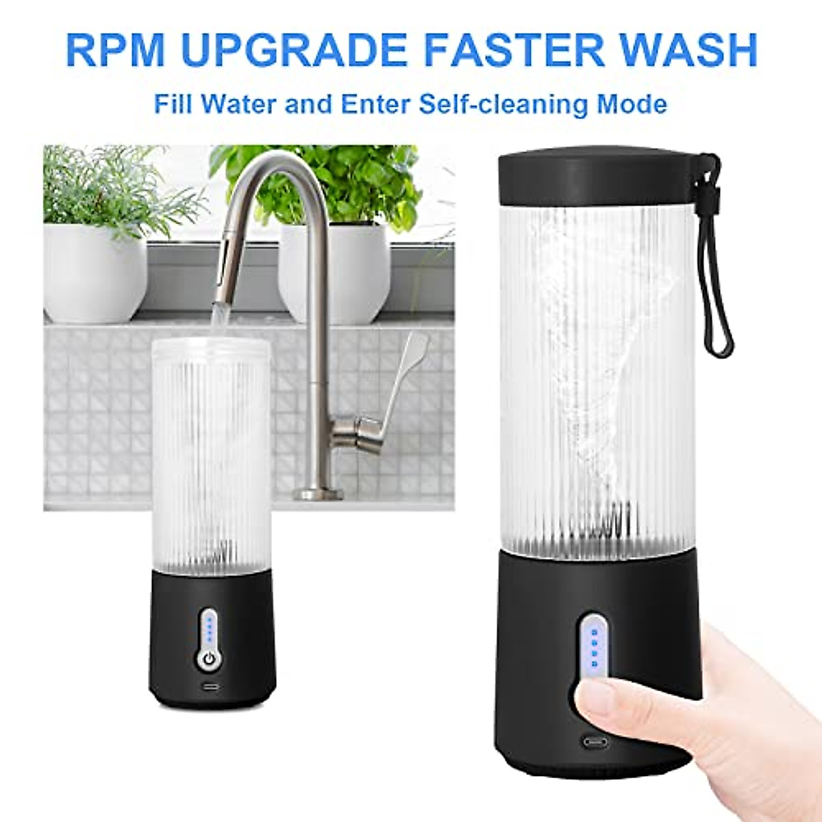 Portable Personal Size Blender - 15.2Oz USB Rechargeable 4000mAh Mini Blender | 6 Blades For Shakes and Smoothies Juicer with BPA-Free Plastic Cup | Portable Mixer For Sport Outdoor Travel Blender