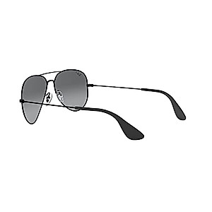 Ray-Ban RB3558 Aviator Sunglasses, Black/Polarized Light Grey Gradient Grey, 58 mm