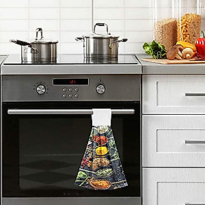 Aslsiy Herbs Spices Cutlery Spoon Hanging Kitchen Towels Bathroom Hand Tie Towel Fast Drying Dish Tea Towels for Bath Tabletop Gym Home Decor Set of 2