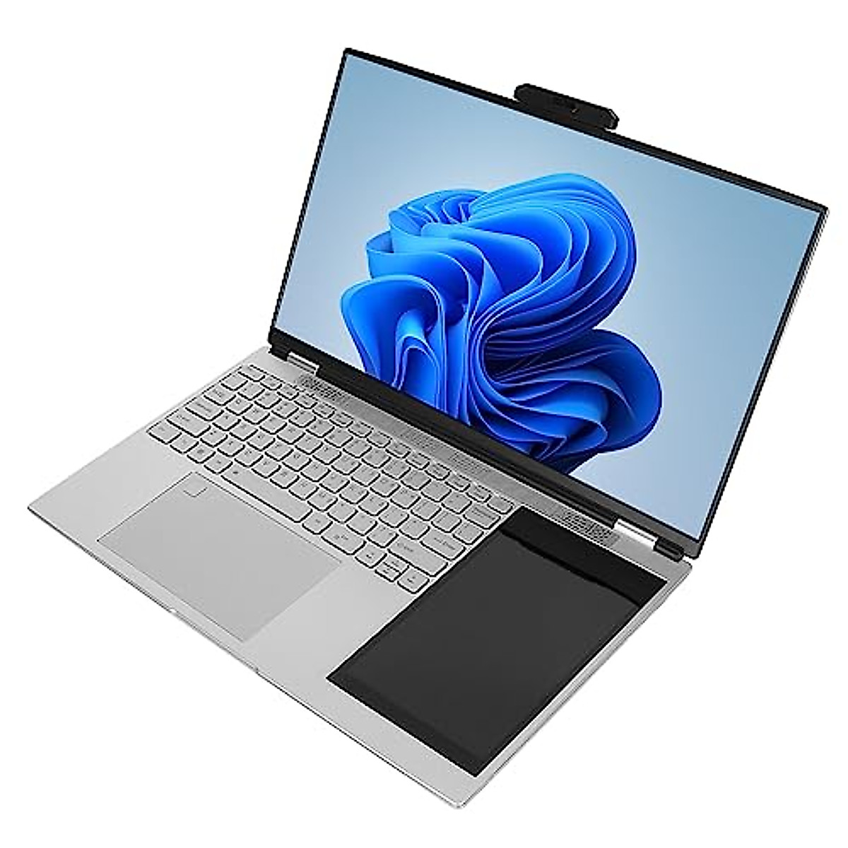 15.6inch 1920 x 1080 Double Screen Laptop with 7 inch HD IPS Touch Screen for Windows 11, Quad Core Quad Thread 2.0GHz, BT4.2, Dual Band WiFi, 2.4G/5G, Backlight Keyboard (16GB+128GB US Plug)
