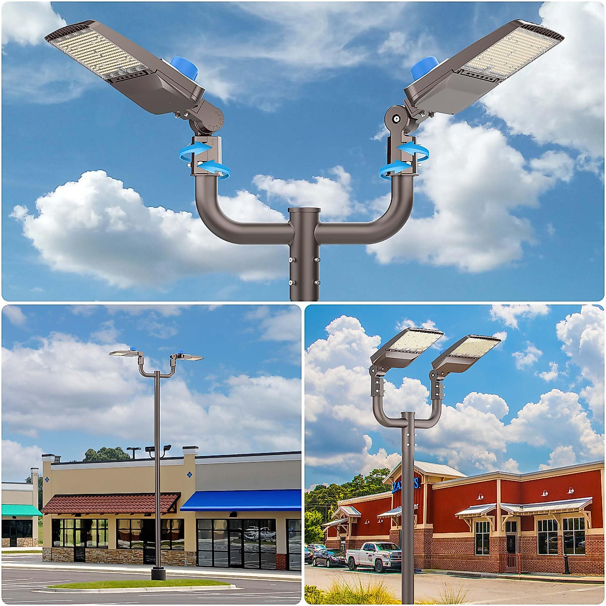 HYPERLITE 4Pack Parking Lot Light 300W and 1Pack Double Bullhorn Bracket