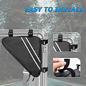 MARCHFA UTV Roll Bar Triangle Storage Bag Compatible for Most UTV Road and Mountain Bikes Accessories Waterproof Bike Bag Organizer UTV Storage (2)