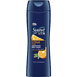 Suave Men Body Wash for Men Citrus & Sage Bodywash with Energizing, Clean Scent 15 oz