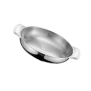 BESTonZON Fry Steel Bowls of 4 Paella Pan 16cm Stainless Steel Paella Pan Paella Dish Pan Seafood Pan Flat Bottom Stainless