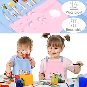 JJYHEHOT 2 Pack Children's Apron, Pink and Blue Cute Kids Apron, Adjustable Waterproof Apron with Big Pocket, Girls Boys Bib Aprons for Painting Crafting Cooking Baking