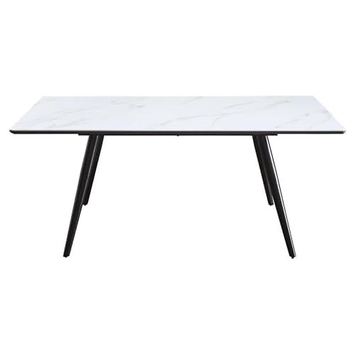 Acme Caspian Faux Marble Dining Table with Metal Base in White and Black