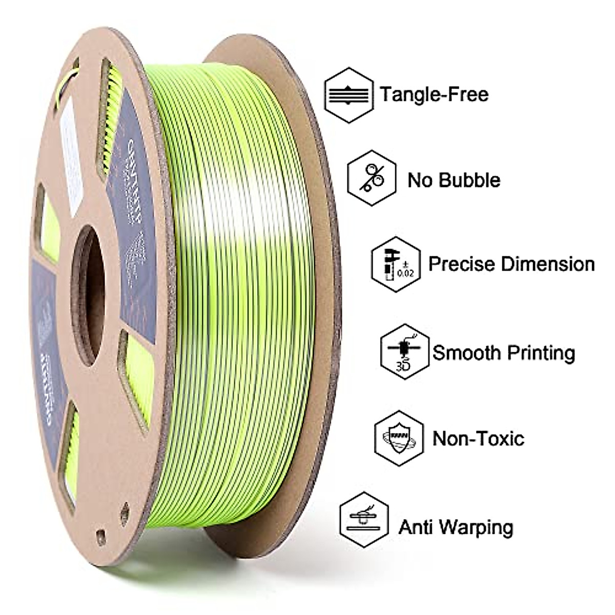 Silk Magic PLA Purple-Yellow +Shiny Silk Multicolor Rainbow PLA Glod-Yellow, 2 Pcs