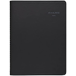 AT-A-GLANCE 2023 Weekly & Monthly Planner, QuickNotes, Quarter-Hourly Appointment Book, 8-1/4" x 11", Large, Monthly Tabs, Pocket, Black (7695005)