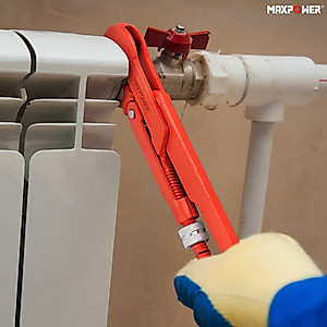 MAXPOWER Swedish Pipe Wrench 12 inch x 90 Degree Angled Jaw