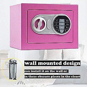 SamYerSafe Safe Box with Sensor Light, Security Safe with Electronic Digital Keypad Money Safe Steel Construction Hidden with Lock，Small Safe for Office Home Hotel (Pink)