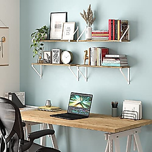 Wallniture Bora 24"x6" Rustic Floating Shelves, Wall Bookshelf Living Room Decor, Wall Shelves for Bedroom Decor, Bathroom Shelf Unit, Wall Mounted Floating Shelf for Kitchen Burnt Set of 4