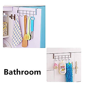 TSYWARE 3 Pack Over The Cabinet Hooks Kitchen Cabinet Rack Hook Space Saving Storage Hanger Bathroom Towel Metal 5 Hooks (Not for The Door)