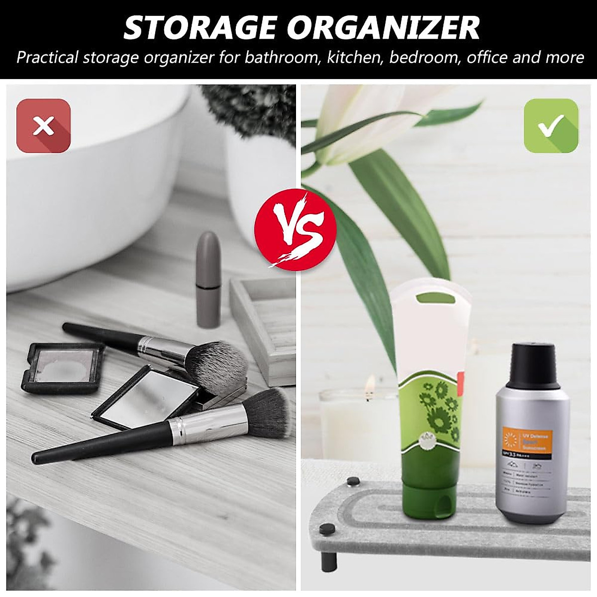 Bathroom Counter Tray, Sink Caddy Stone, 2 Pcs Stone Tray Instant Dry Sink Tray, Bathroom Sink Caddy Strong Water Absorption Sink Caddy, Kitchen Sink Accessories for Bathroom Kitchen(Gray+White)