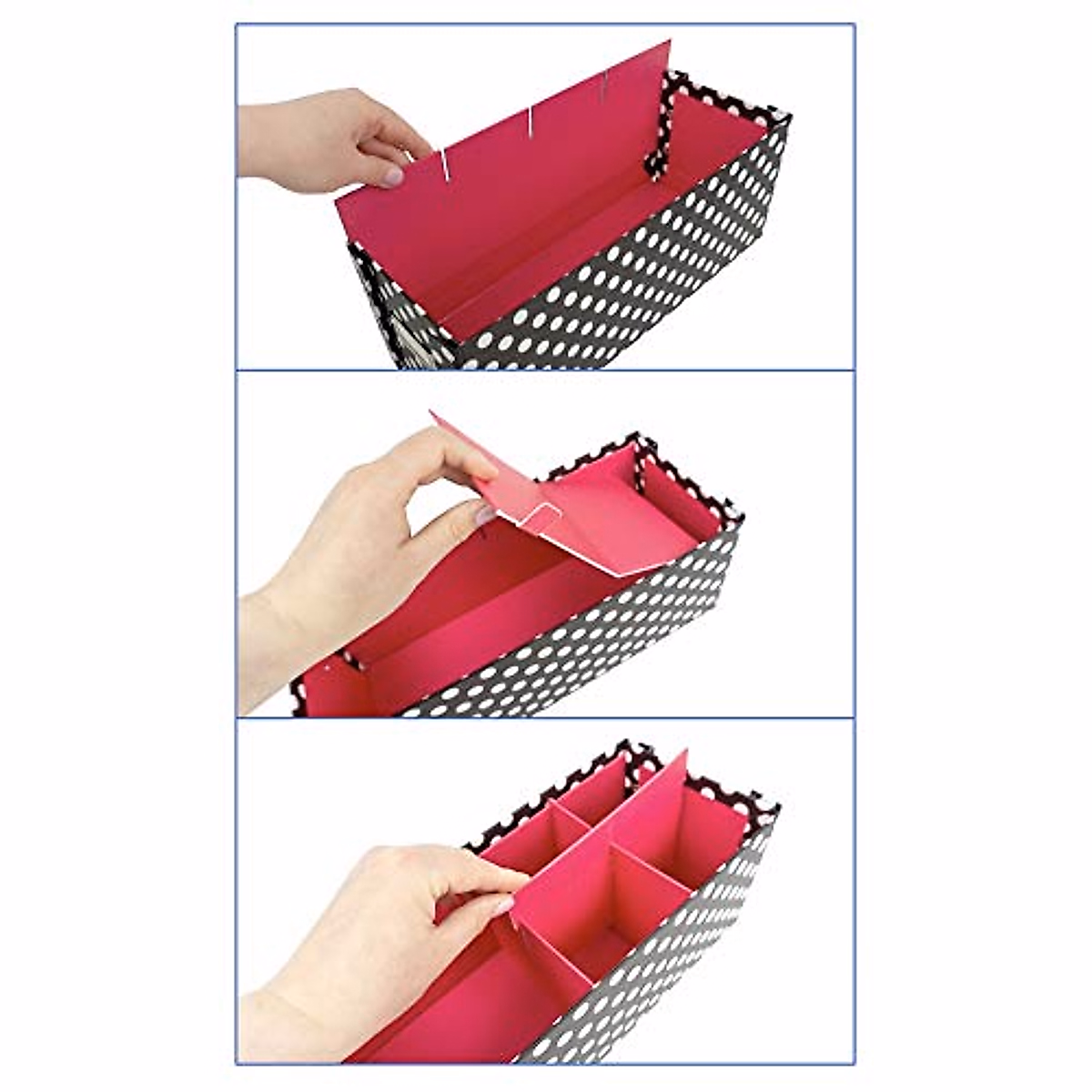 Snap-N-Store Divided Craft Storage Box, Medium, Black & White Polka Dot, 2-Pack (SNS01822)