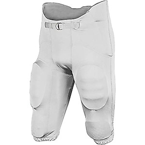 CHAMPRO Men's Standard Terminator 2 Integrated Adult Football Pants with Built-in Pads, White, Medium