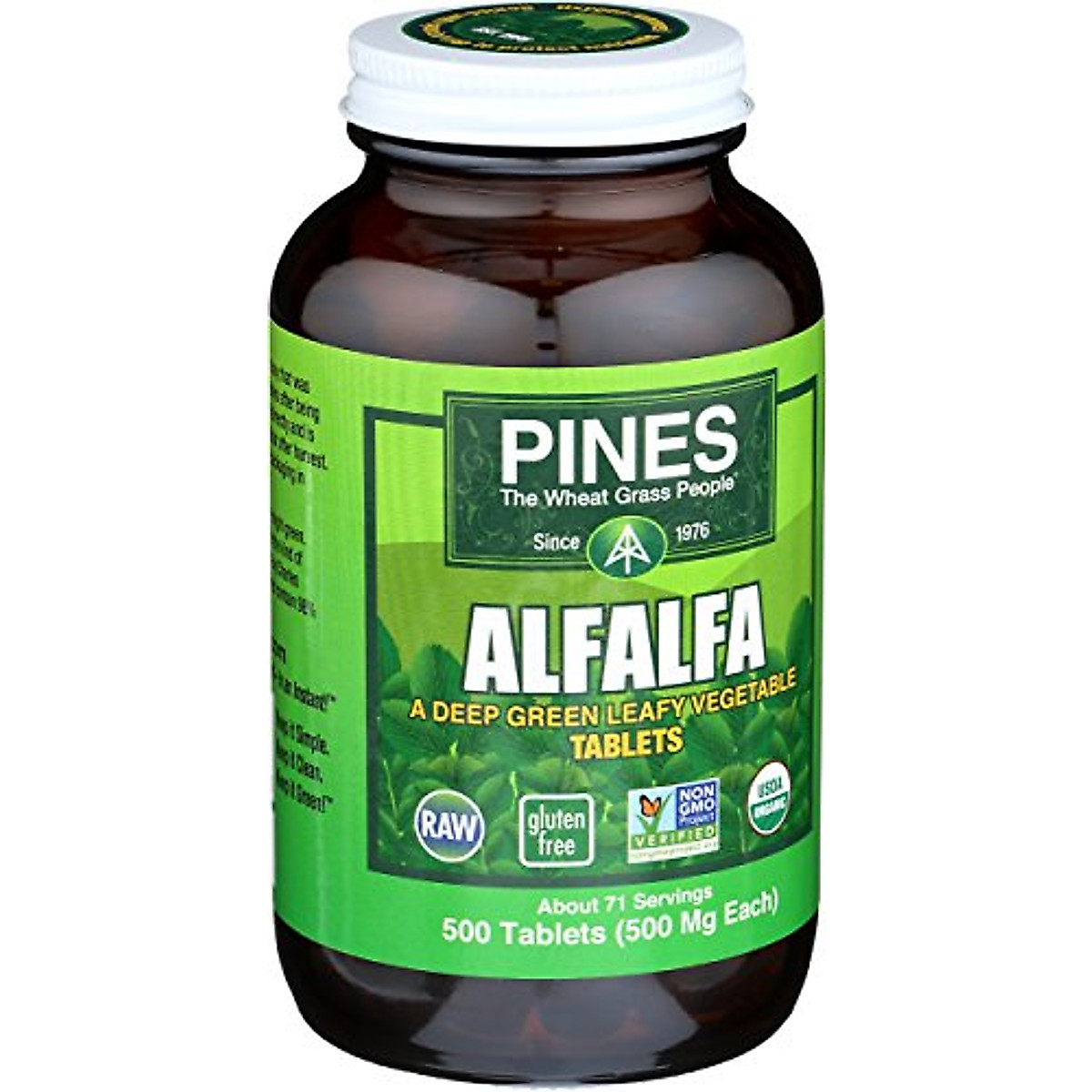 PINES Organic Alfalfa, 500 Count Tablets