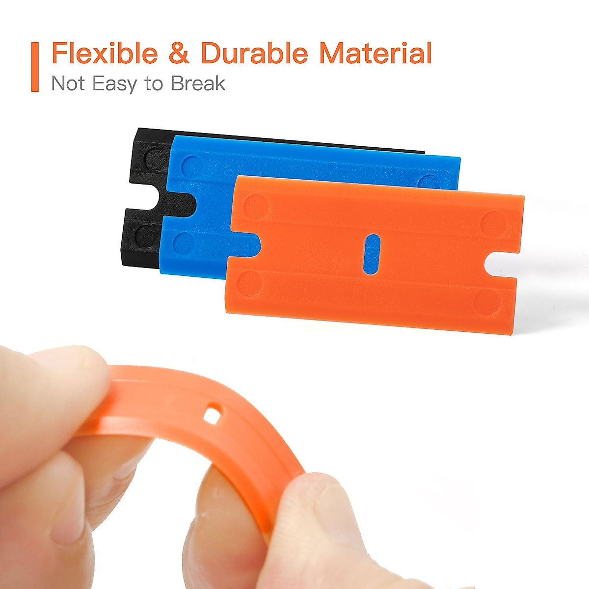 NEWISHTOOL Plastic Blades, Double Edged Plastic Blade, 300 PCS Replacement Blades Fit for Plastic Scraper and Safety Glass Scraper w/Standard Plastic Blades to Remove Label, Decals & Adhesive Residue