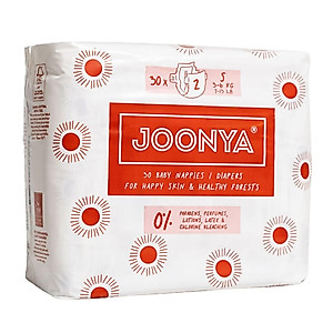 Joonya Baby Diapers, Size 2 S (7-13 lb) - 6 Bags of 30 (180) - New Range - NonToxic, Eco-Friendly, Ultra Slim, Overnight Use - Made in Denmark