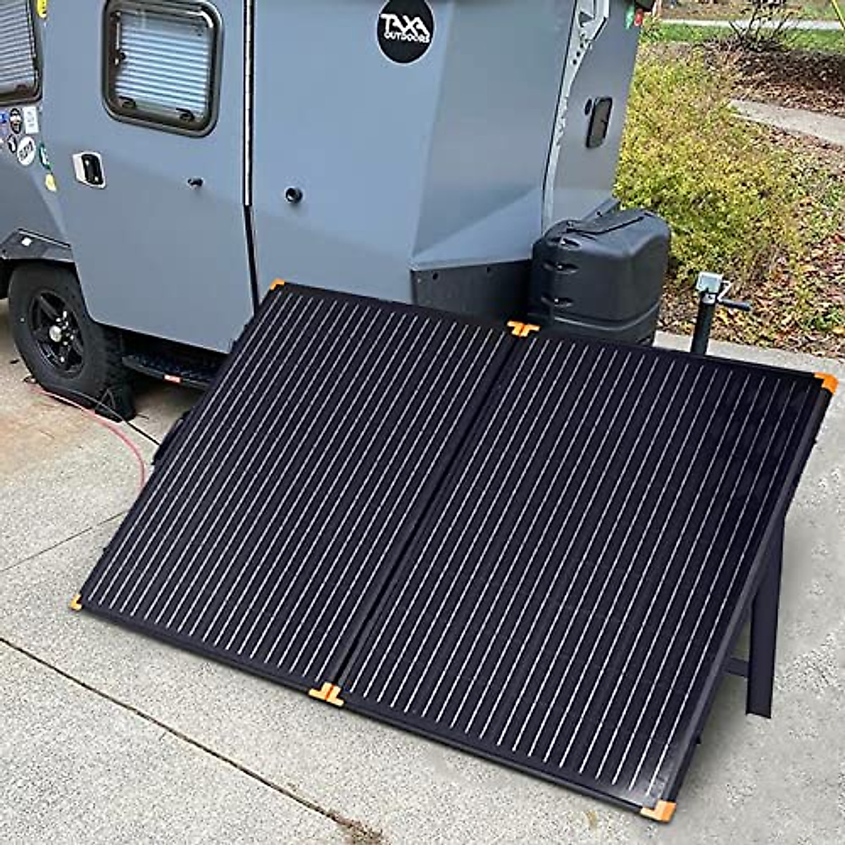 200W Solar Panel Charger with 20A PWM Charger Controller, SAE 8mm DC 5521 Anderson Output IP65 Waterproof Foldable Suitcase with Kickstand Power Emergency for Battery Generator Power Station