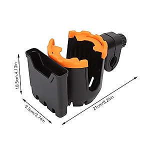 Stroller Cup Holder, Multifunction Water Bottle Holder with Large Caliber Designed, 360 Degrees Rotation Wheelchair Cup Holder, Portable Stroller Water Bottle Holder(Black Orange)