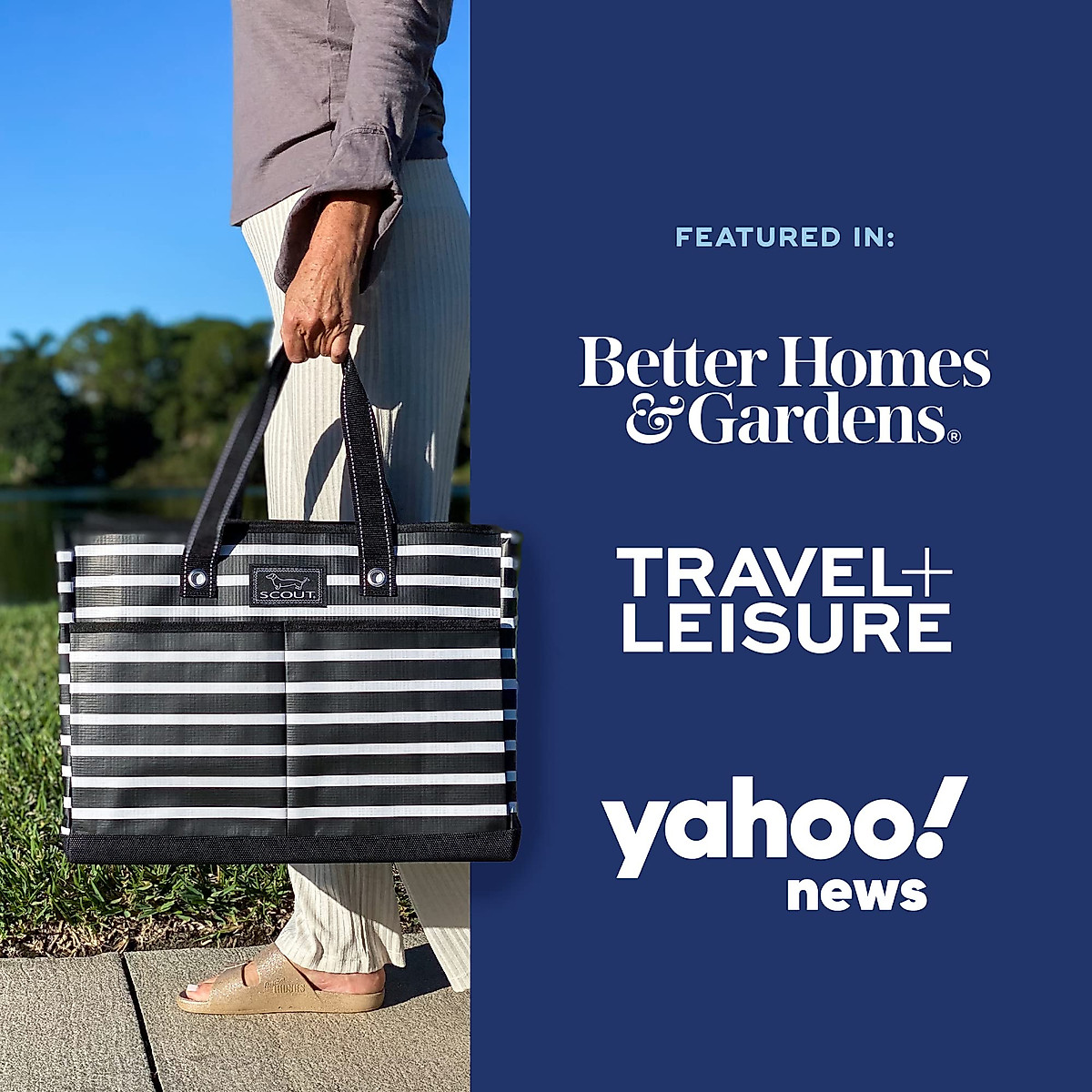 SCOUT BJ Bag - Large, Utility Tote Bag for Women, Nurses, Teachers and Moms with Zipper & 4 Exterior Pockets for Organizing