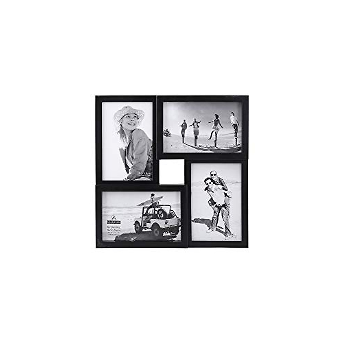 Malden 4-Opening Matted Collage Frame, Displays Four 4x6 Pictures, Black, 4 Count