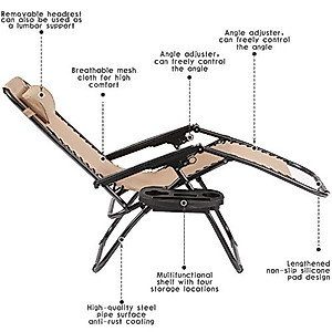 FDW Set of 2 Zero Gravity Chairs Lounge Chair with Pillow and Cup Holder Patio Outdoor Adjustable Dining Reclining Folding Chairs for Deck Patio Beach Yard