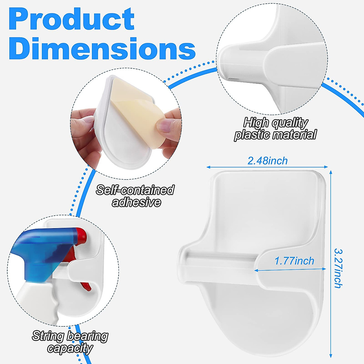 CBYJK Spray Bottle Holder Wall Mount, 8 Pack Adhesive Bottle Holder, Strongly Spray Bottle Organizer, Spray Bottle Hanger for Cabinet, Kitchen, Bathroom