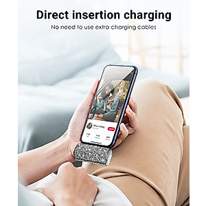 Bling Small Portable Charger, Power Bank, 6800mAh Ultra Compact Cute Shining Battery Pack 5V3.1A Fast Charger Built-in iOS Connector and Flashlight for iPhone 14 Series to iPhone 5 Series(Silver)