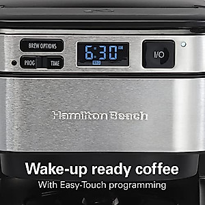Hamilton Beach Programmable Coffee Maker, 12 Cups, Front Access Easy Fill, Pause & Serve, 3 Brewing Options, Black (46310)