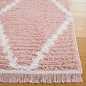 Safavieh Augustine Collection 8' x 10' Pink/Ivory AGT829U Moroccan Boho Trellis Fringe Area Rug