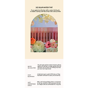 3CE BLUR WATER TINT(4.6g) soft lip with less smear with a blurry finish (#LAYDOWN) with sun cream(1ml*3ea)