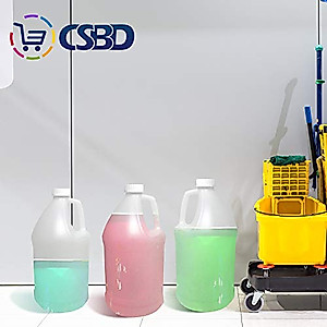 CSBD Clear Plastic Jugs with Child Resistant Lids, 2-Pack, Storage Containers with Ergonomic Handle, HDPE Construction for Residential or Commercial Use, 1/2 Gallon