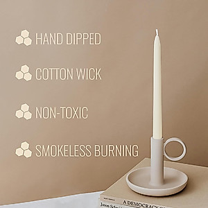 JONERAY Ivory Beeswax Taper Candles, Unscented and Smokeless Taper Candles, 8-inch Pure Natural Beeswax Candles for Holiday, Birthday (Pack of 10)