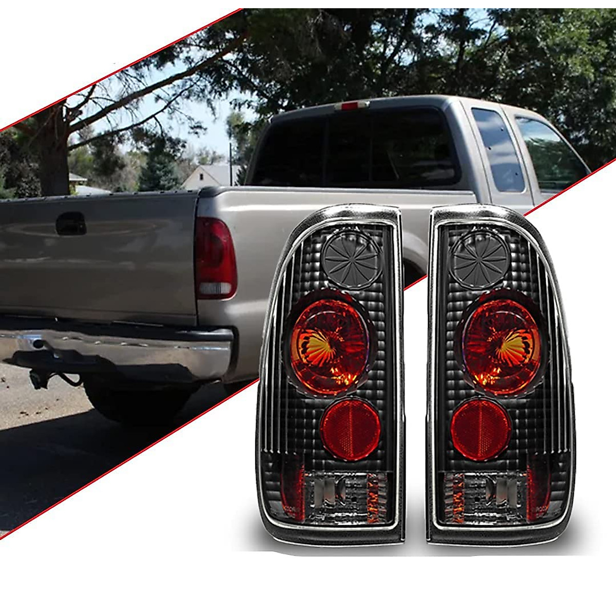 Winjet Tail Lights For 1997-2003 Ford F-Series F150 (Fits Styleside Models ONLY),2004 F150 Heritage, 1999 2000 2001 2002 2003 2004 2005 2006 2007 F250 F350 F450 F550 Super Duty Pickup Truck Taillights