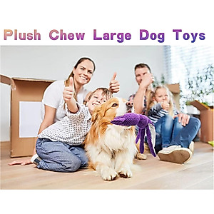 GOMUHE Dog Squeaky Toys, Plush Mallard Duck & Octopus Dog Toys Dogs, Plush Large Dog Toys, 16 Inch （2 Pack）